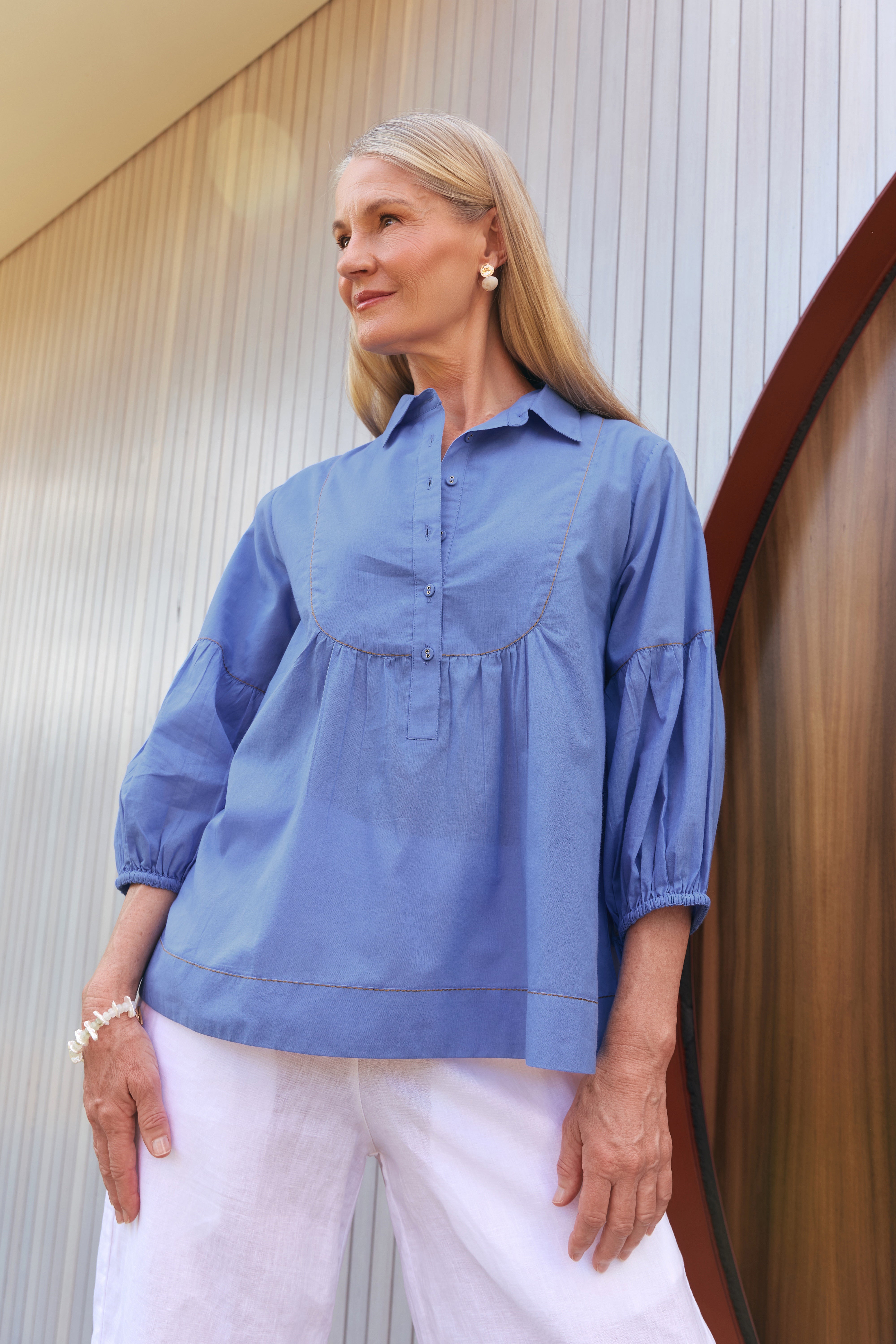 Anya Smock Blouse in Seabreak | Adrift Clothing