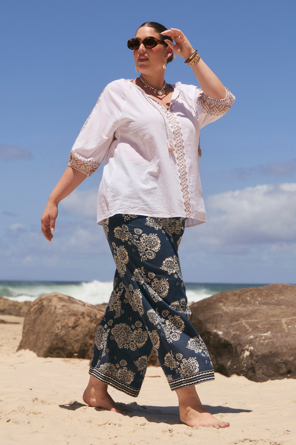 Breezy Relaxed Pant in Moroccan Belle Navy | Adrift Clothing
