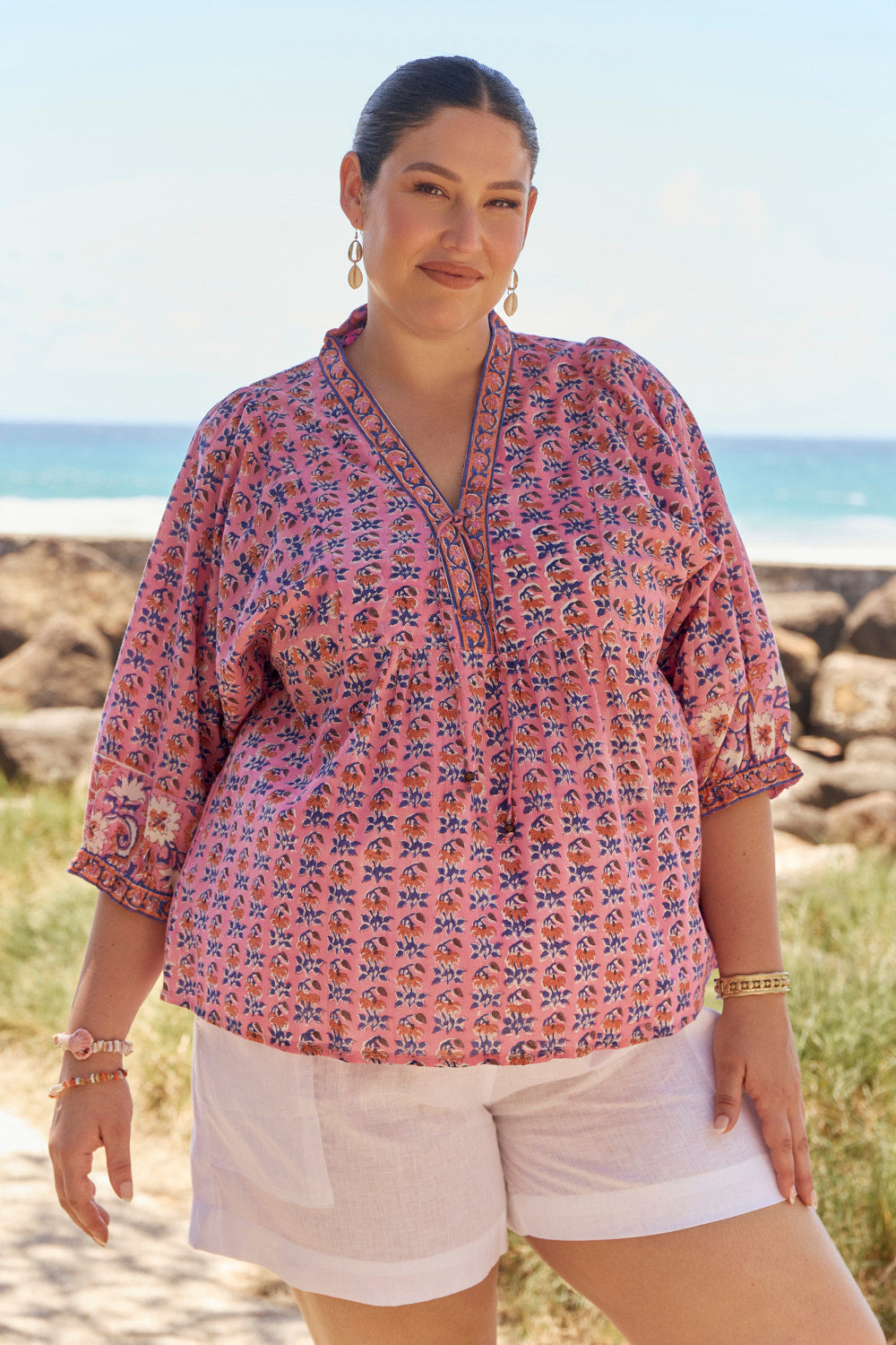 Cairo Boho Blouse in Rosa | Adrift Clothing
