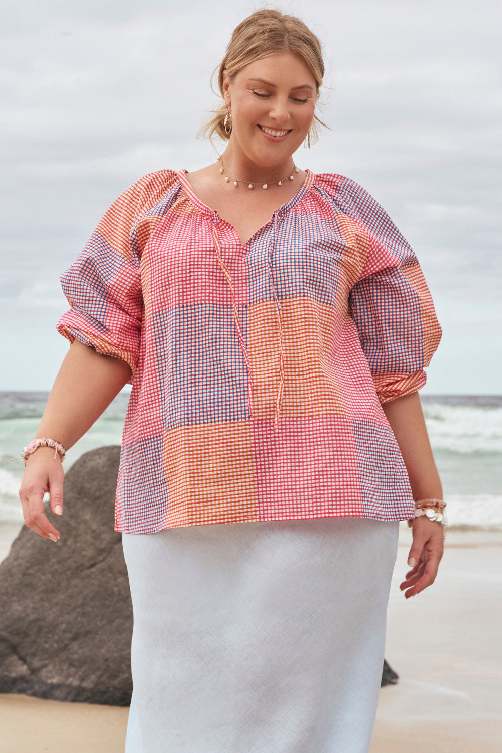 Delilah Blouse in Bliss | Hand-Printed Cotton Easy | Adrift Clothing