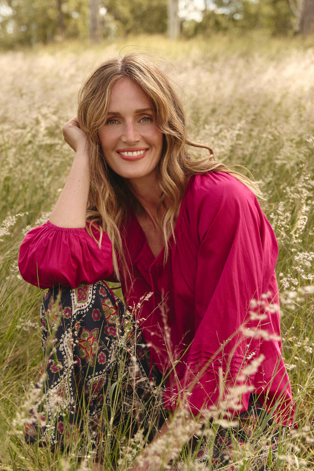 Delilah Swing Blouse in Magenta | Adrift Clothing
