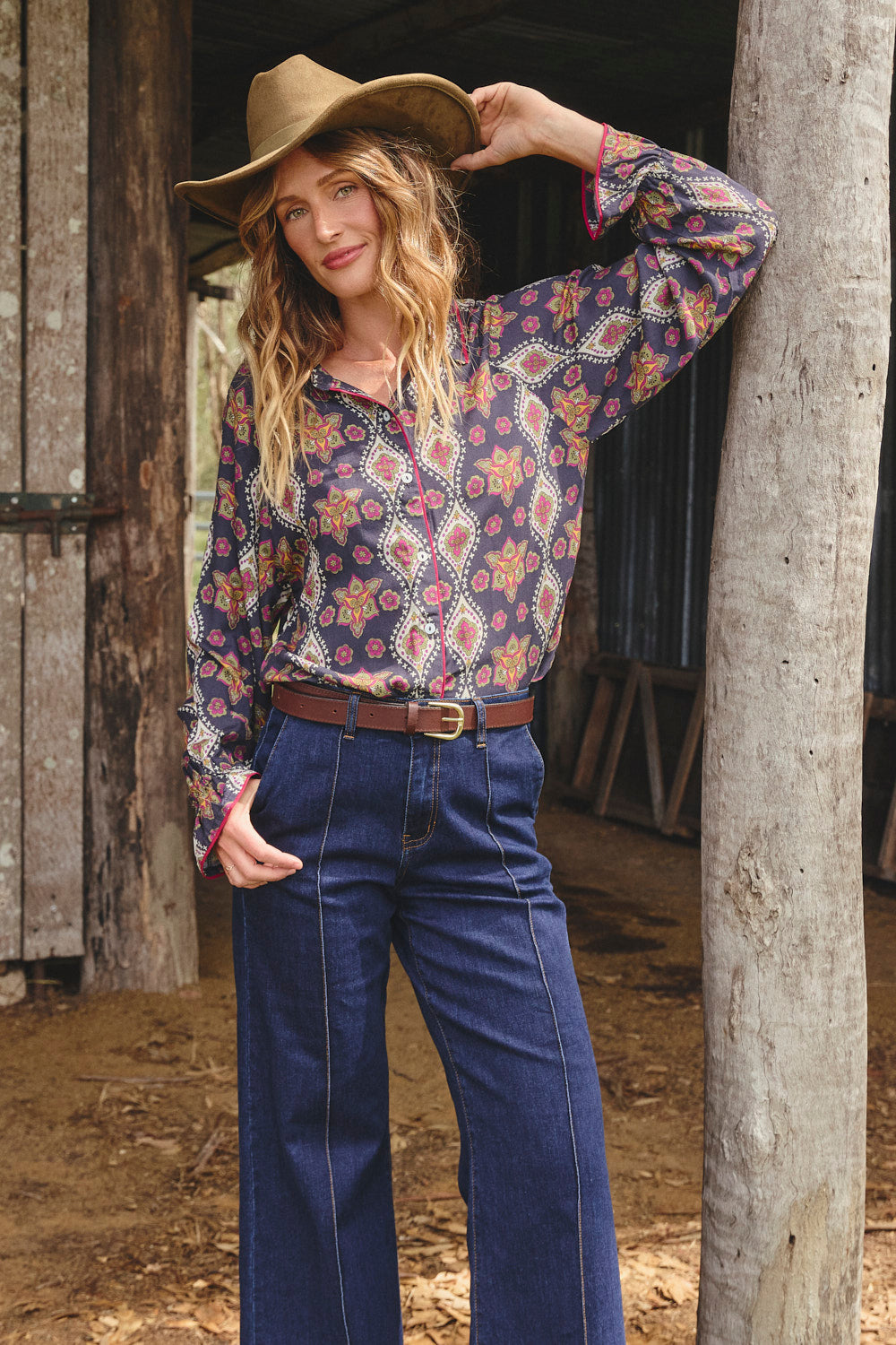 Ebony Frill Cuff Top in Veloura | Adrift Clothing