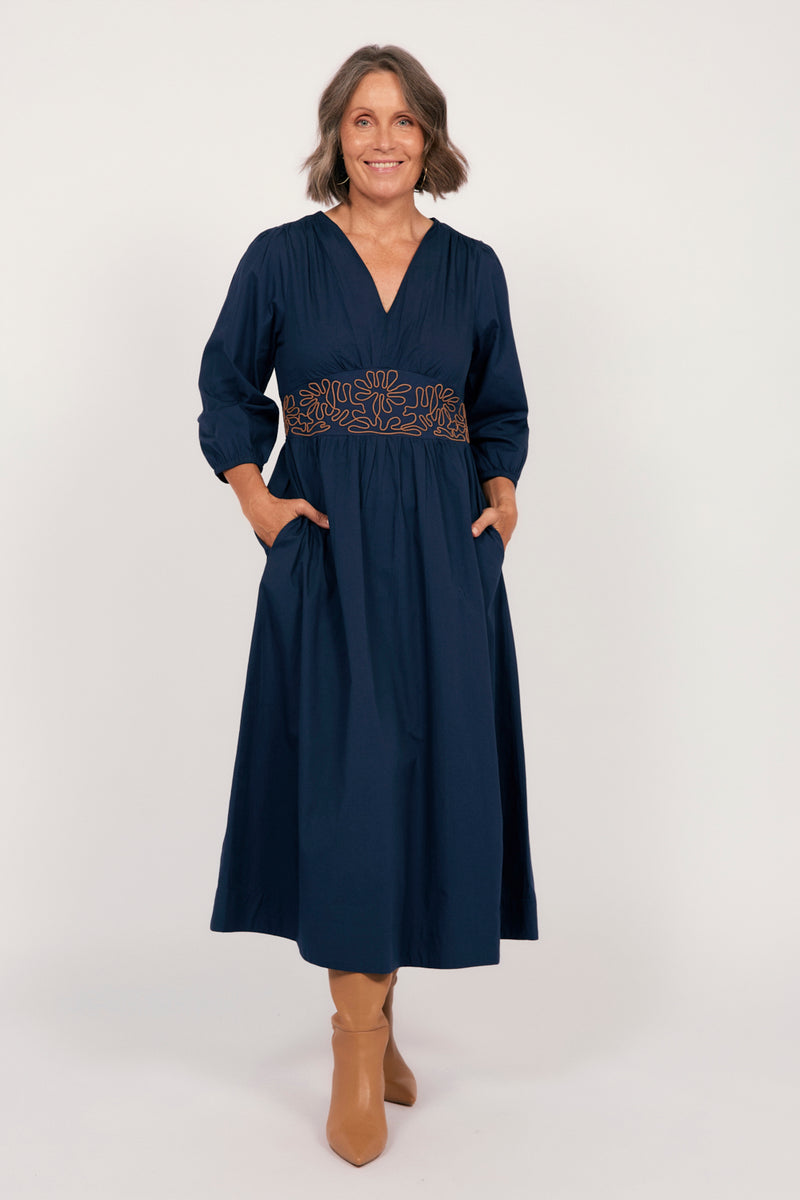 Lisa Embroidered Dress in Dorie