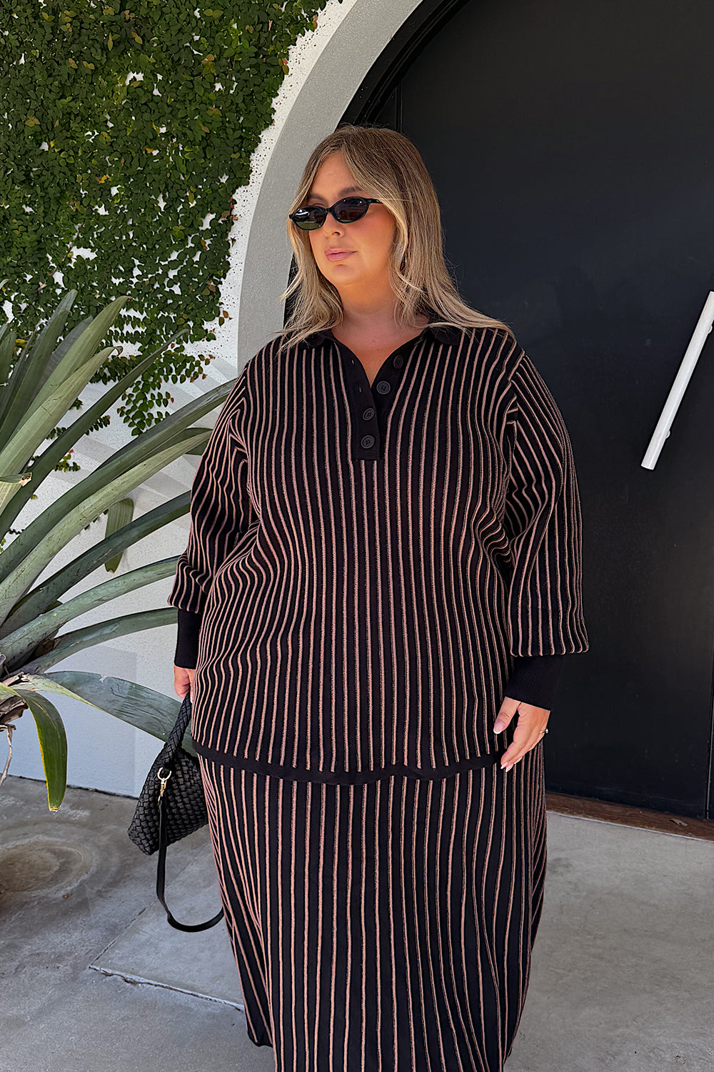 Knitted Collared Jumper in Black | Adrift Clothing